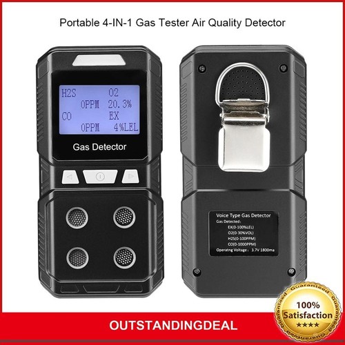 4-IN-1 Gas Tester EX/O2/H2S/CO Combustible Gas Monitor Air Quality ...