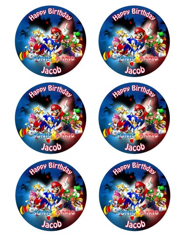 MARIO BROS AND SONIC Party Edible Cake topper image | eBay