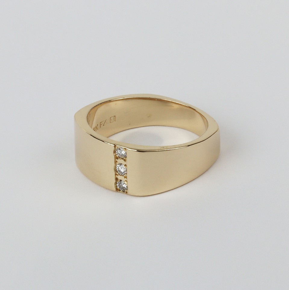 Frederick Goldman 14k Yellow Gold, Diamond Unisex Square Band Ring Size ...