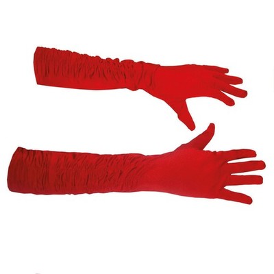 Elegant Long Elbow Length Silk Gathered Costume Red Princess Gloves ...