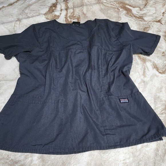 5 PC MEDICAL SCRUB TOPS SIZE LARGE PEWTER GRAY VARIETY BRANDS VERY GOOD ...
