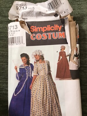Women’s Misses Puritan Costumes Dress Sewing Pattern Simplicity 9713 ...