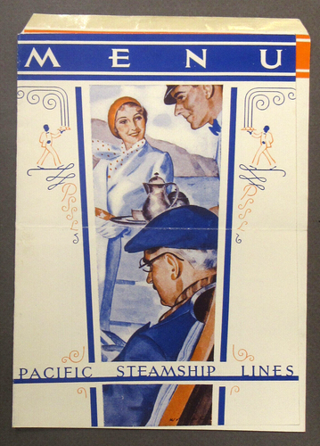 menu 1935 Pacific Steamship Lines SS H.F. ALEXANDER mail out souvenir ...