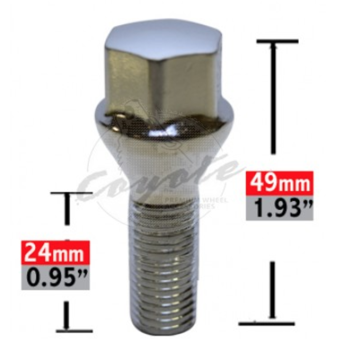 (10) 12x1.25 ACORN CHROME CONICAL CONE SEAT WHEEL LUG BOLTS 17MM HEX ...
