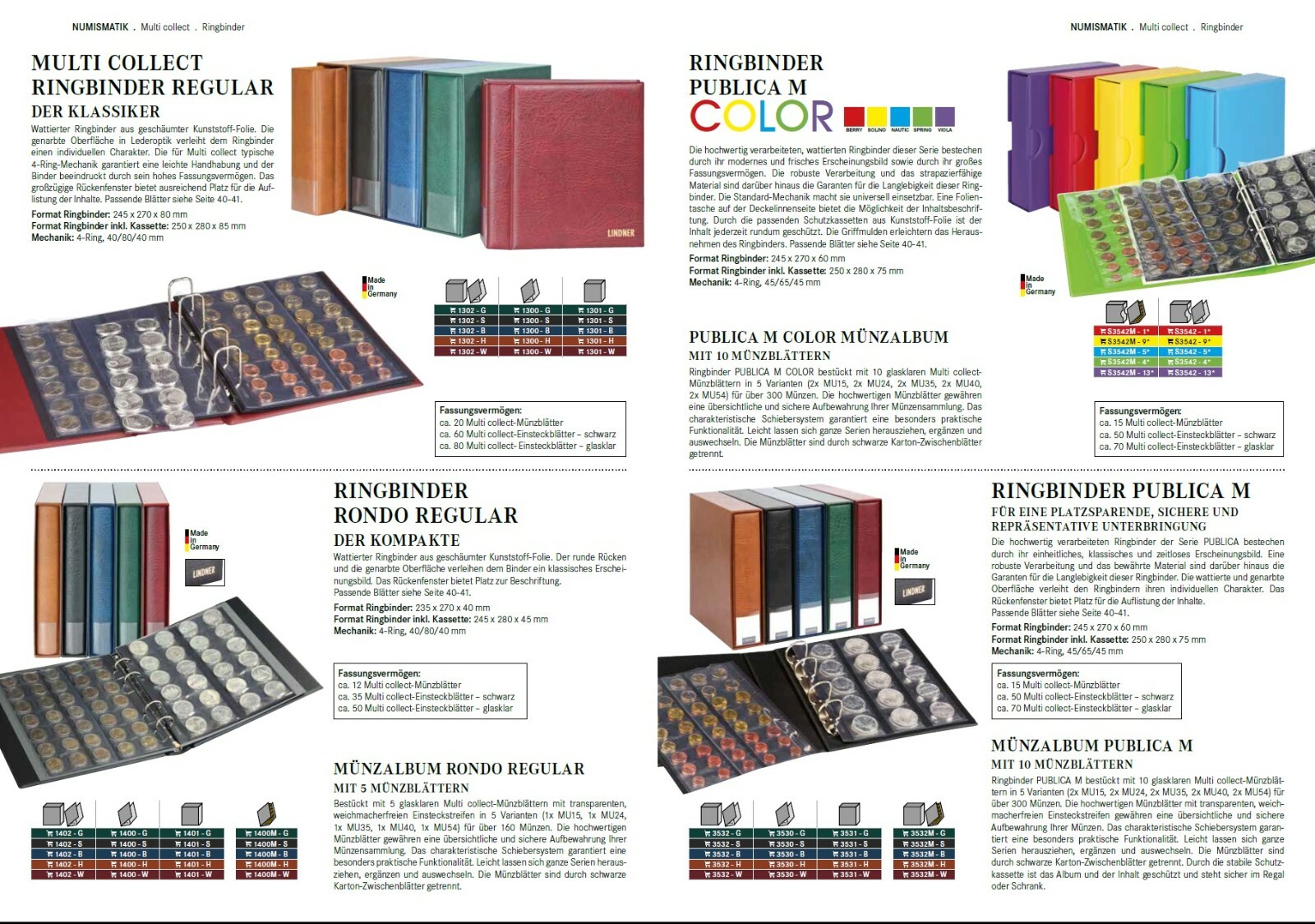 10 Lindner MU1364 Multi Collect coin sheets 8x93x56mm For coin cards ...