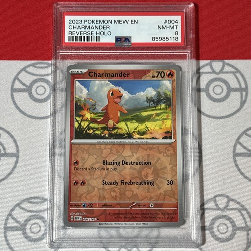 PSA 8 Charmander Reverse Holo #004/165 2023 Pokemon Mew EN 151 Card ...