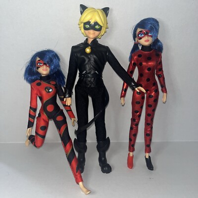 Miraculous Ladybug ~ 10-INCH CAT NOIR & LADYBUG Dolls Lot Of 3 SET | eBay