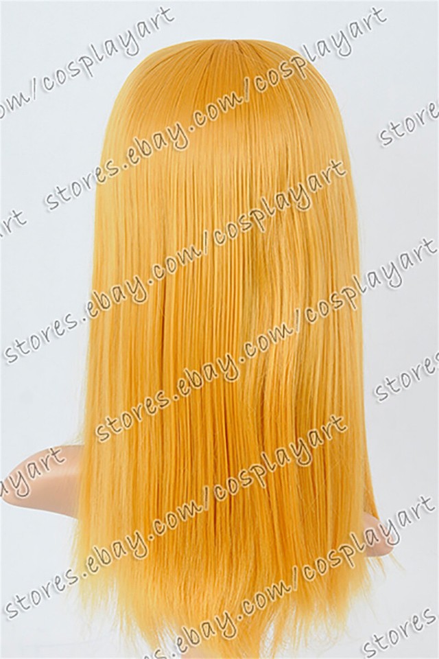 US 20inch Cosplay Wigs with Bangs Yellow Heat Resistant Full Head ...