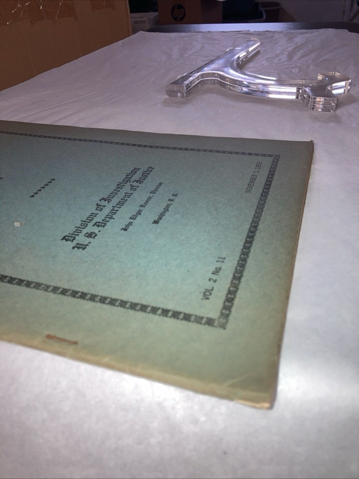 Nov 1 1933 U S Bureau Of Investigation FBI Bulletin Wanted Fugitives ...