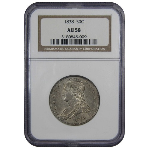 1838 Capped Bust Half Dollar AU 58 NGC 90% Silver 50c Coin SKU:IPC8455 ...