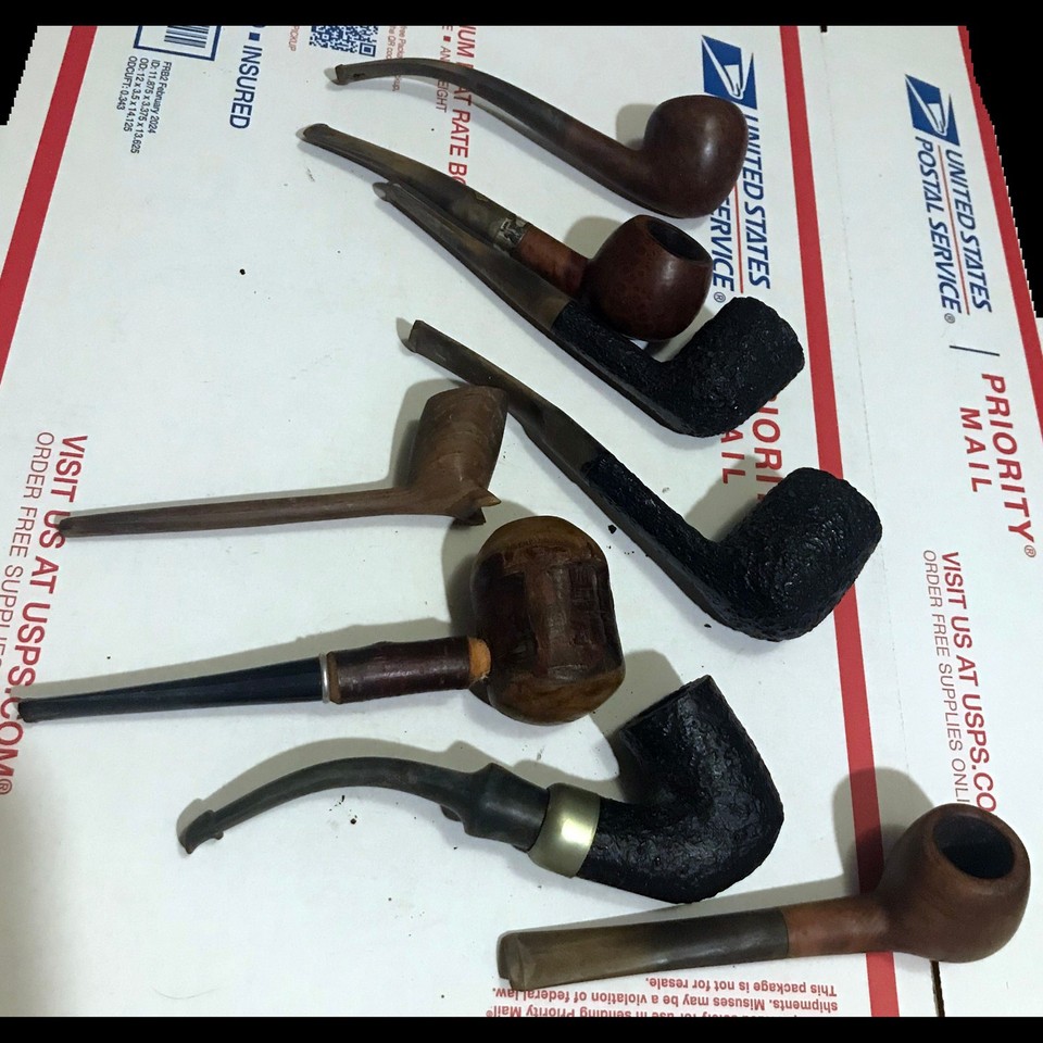 8 Original vintage ESTATE TOBACCO SMOKING PIPES - Barcley Rex Citation ...