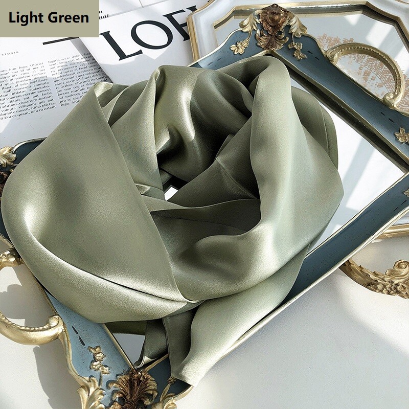 Women 100% Mulberry Silk Neck Scarf Long Ribbon Neckerchief Double ...