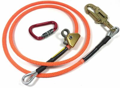 Climb Right 1/2" X 8' Steel Core Lanyard Kit Flipline 75221 Swivel Snap ...