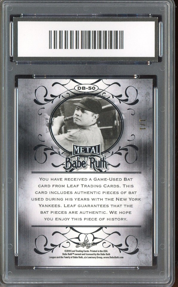 2019 Leaf Metal Gold Prismatic Babe Ruth Yankees HOF Dual Bat Patch 1/1 ...