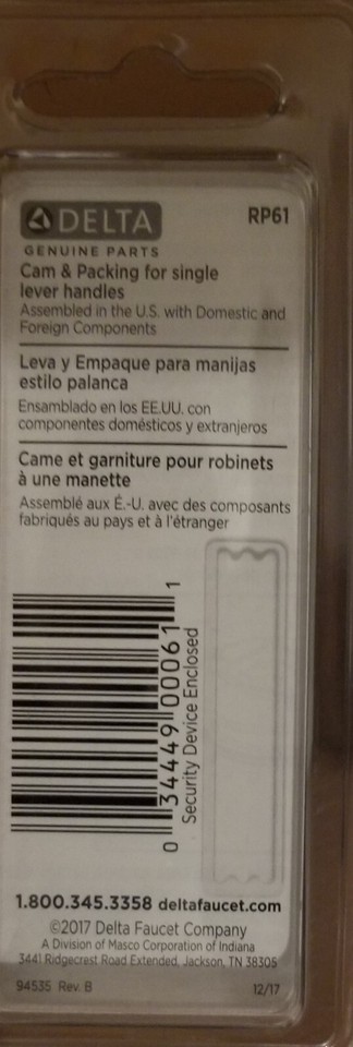 40 PK Delta RP61 Cam & Packing Assembly Part For Single Lever Genuine ...