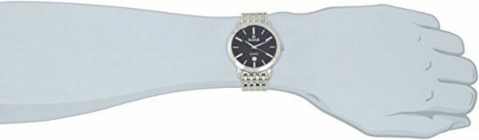 NEW Swistar Mens Black Textured Dial Rose Gold Accents Silver SS Watch ...