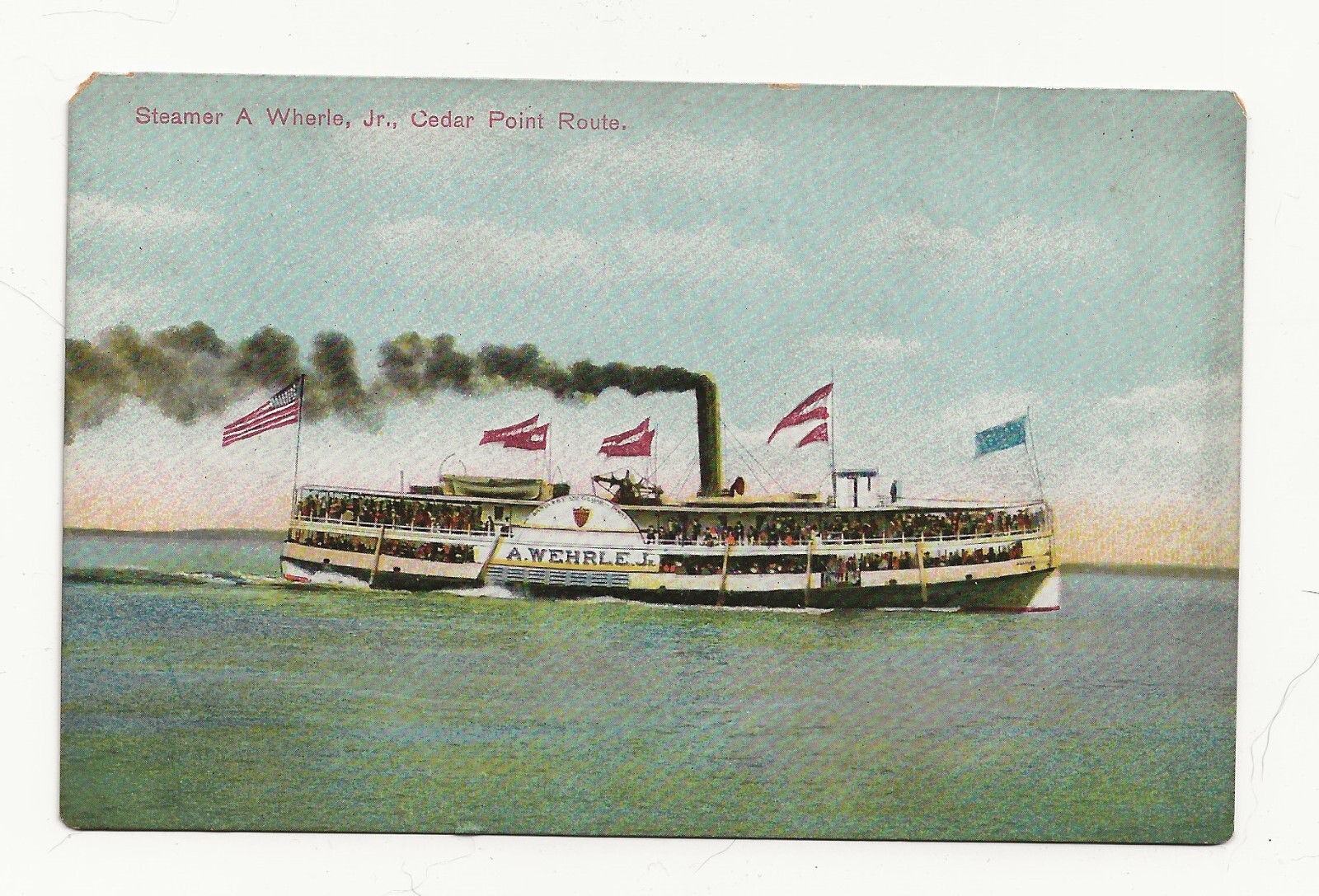 Vintage Postcard *STEAMER A. WHERLE JR. * CEDAR POINT ROUTE *SANDUSKY ...
