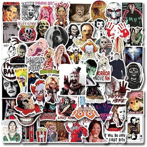 100 PC Horror Movie Character Halloween Theme Sticker Dark Comedy Scary ...