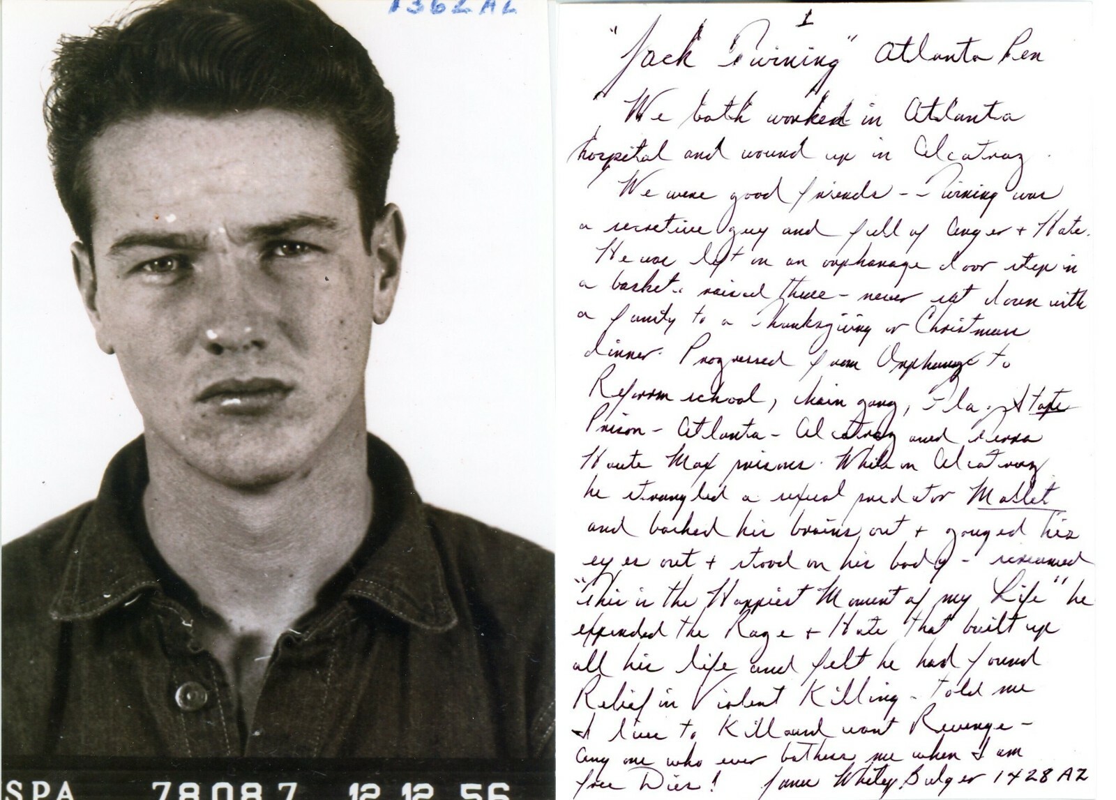 Whitey Bulger Hand Written Signed Letter "Jack Twinning" JSA COA from ...