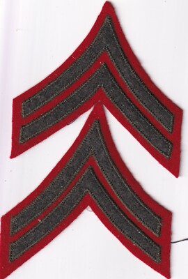 US Marine Corps USMC Corporals chevrons green on red wool WWII make ...