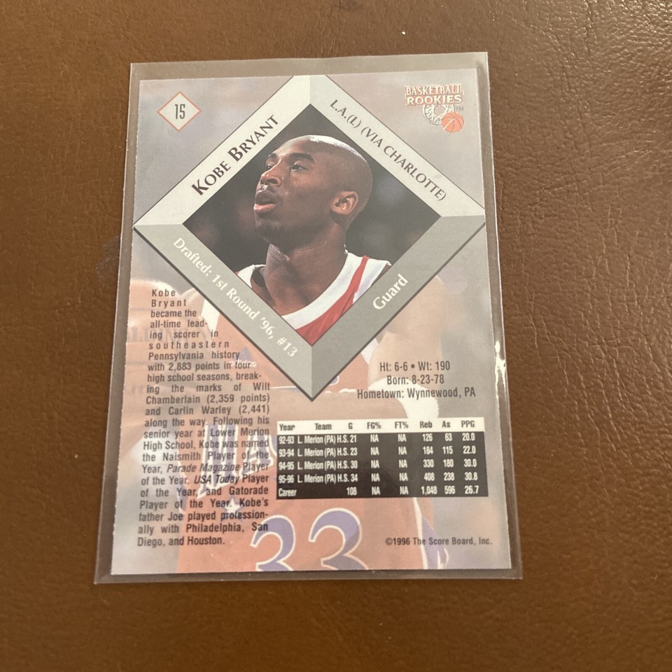 1996 SCOREBOARD BASKETBALL ROOKIES KOBE BRYANT ROOKIE CARD! LAKERS | eBay