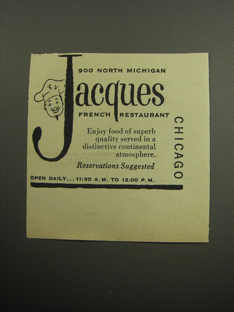 1957 Jacques French Restaurant Advertisement | eBay