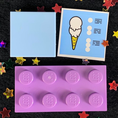 NEW LEGO Medium Blue Ice Cream Cone Menu 3816 Sticker 2x2 Tile | eBay