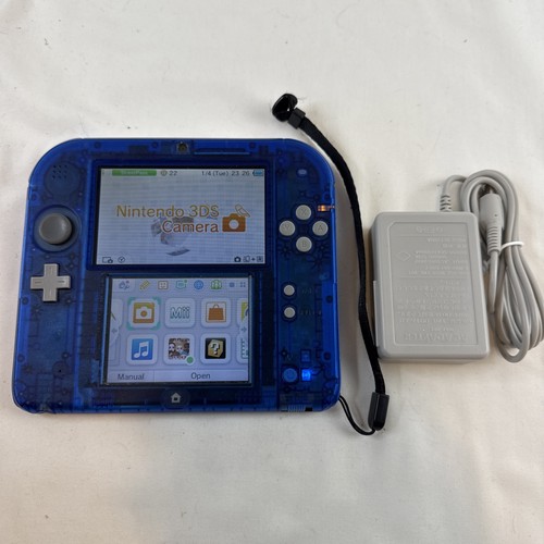 Nintendo 2DS Transparent Blue W US Model Charger Stylus Tested | eBay