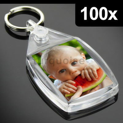 100x Clear Acrylic Blank Keyrings Key Fobs 35 x 24 mm | Small Size ...