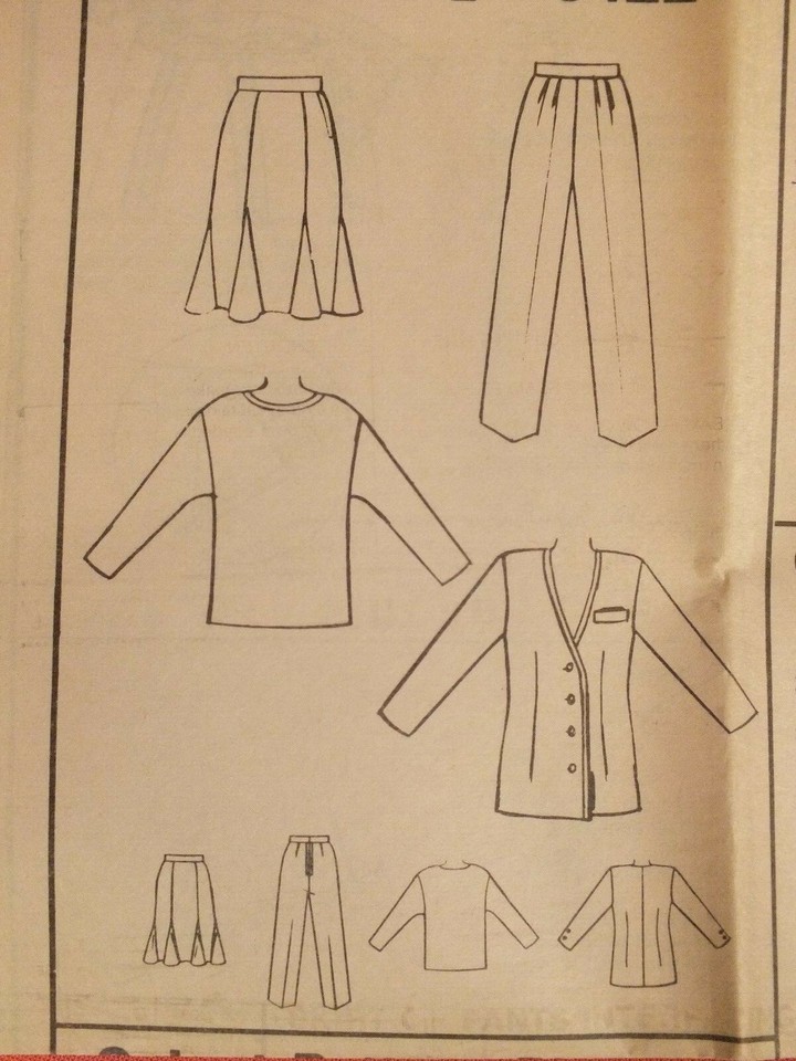 OOP SIMPLICITY 8422 Gored Skirt Pants Top & Unlined Jacket PATTERN 10 ...