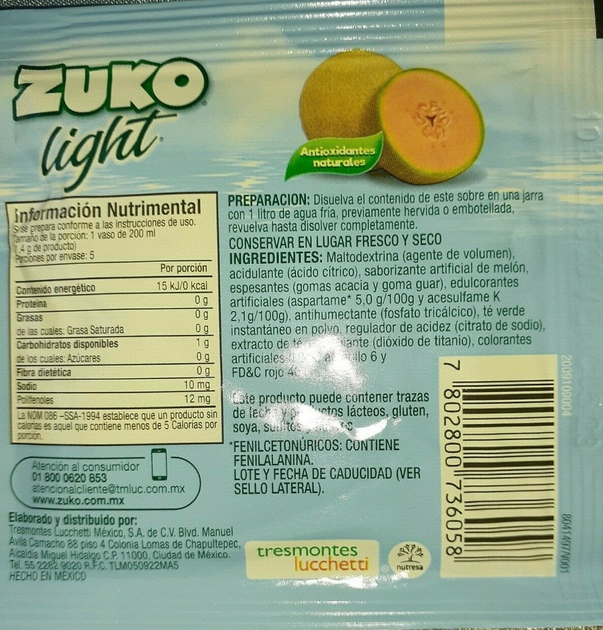 ZUKO Light No Sugar Needed Makes 1 Liters Of Drink Mix 15g/11gFrom ...