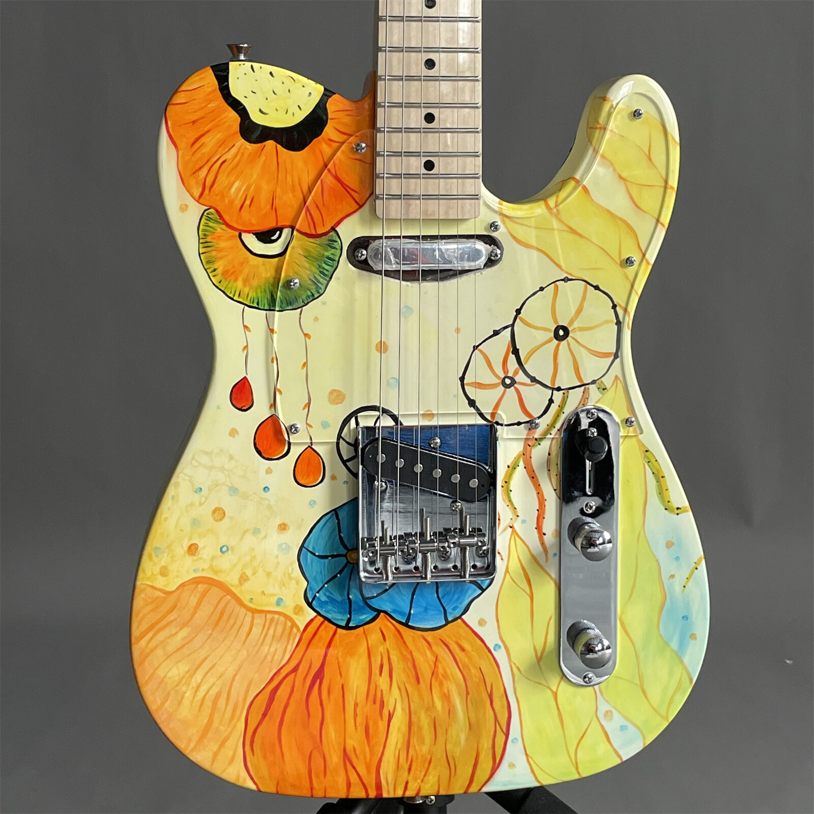 Handcrafted Paint TL Electric Guitar 6 String 2S Maple Fretboard Chrome ...