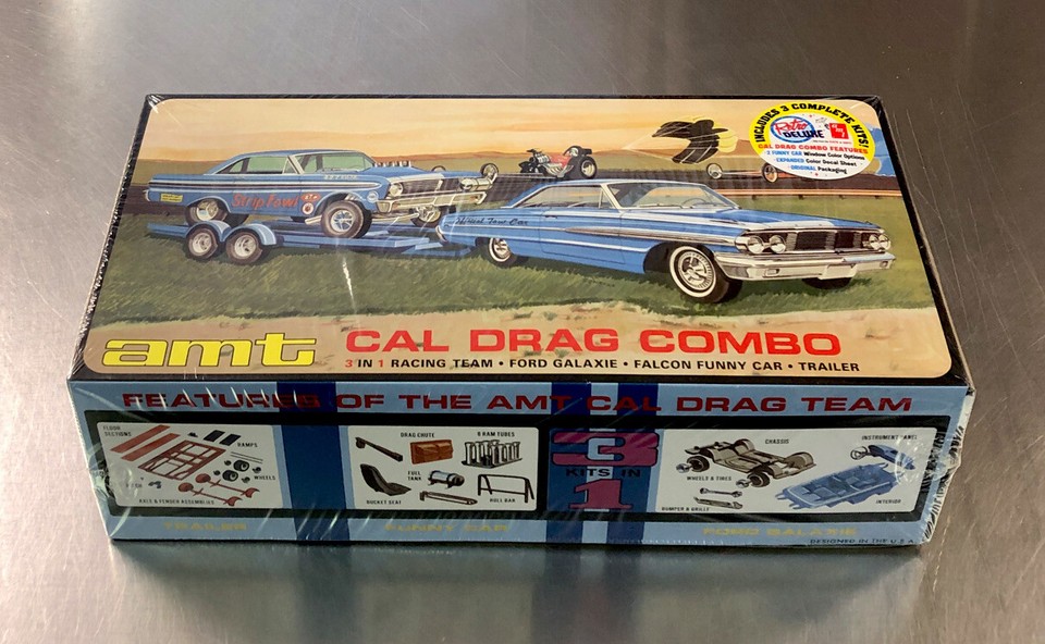 AMT MODEL KIT CAL DRAG COMBO RACING TEAM FORD GALAXIE•FALCON•TRAILER 1/ ...