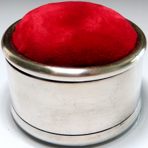 WONDERFUL TOWLE SILVER PLATED PIN CUSHION BOX w/RUBY RED VELVET PAD | eBay