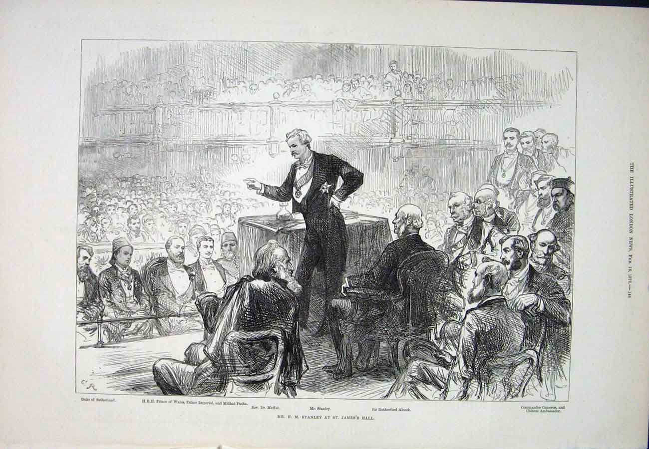 Original Old Antique Print Stanley Moffat St James London 1878 19th ...