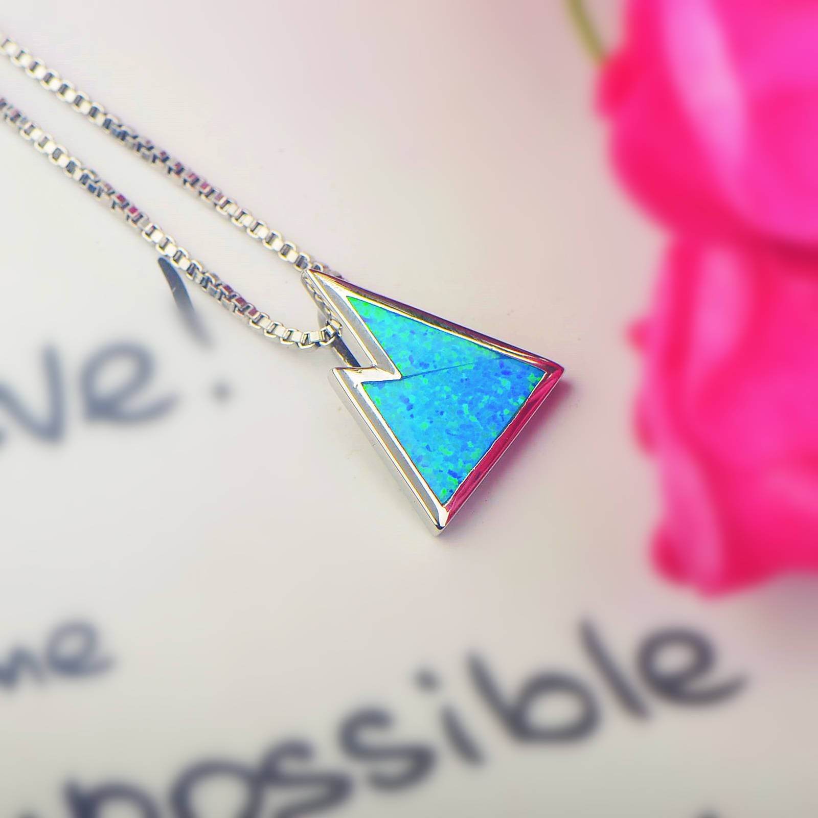 Hawaii Blue Fire Opal Hill Necklace Pendants Silver Filled For Women ...