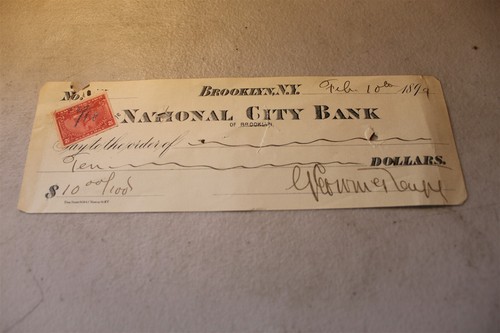 NATIONAL CITY BANK OF BROOKLYN NY 1899 BANK CHECK | eBay