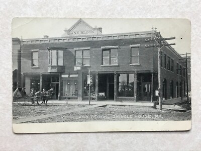 F2675 Postcard Bank Block Shinglehouse PA Pennsylvania Shingle House | eBay