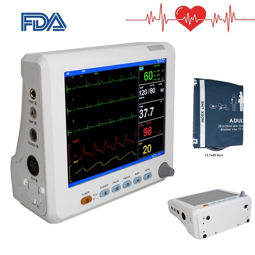 Portable 8"Vital Signs CCU ICU Patient Monitor ECG /NIBP/RESP/TEMP/PR ...