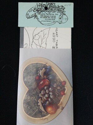 DELANE LANGE 1990 FRUIT GRAPE APPLE PLUM HEART TABLE PAINTING PATTERN ...