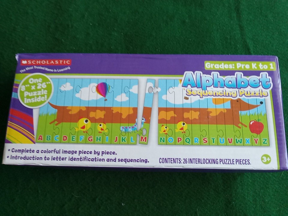Scholastic 8"x26" Alphabet Sequencing Puzzle 26 Interlocking Puzzle ...