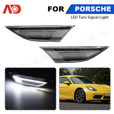 Clear White LED Front Side Marker Light For Porsche 991 981 718 Carrera ...