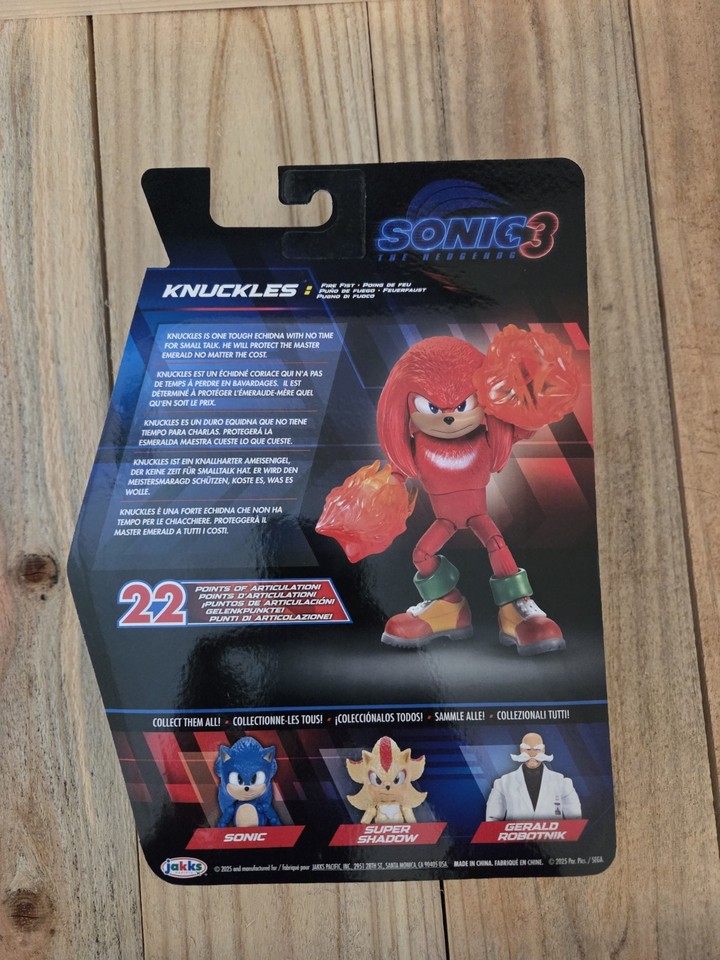 Sonic the Hedgehog 3 KNUCKLES FIRE FIST WAVE 3 Movie 5 inch Figure ...