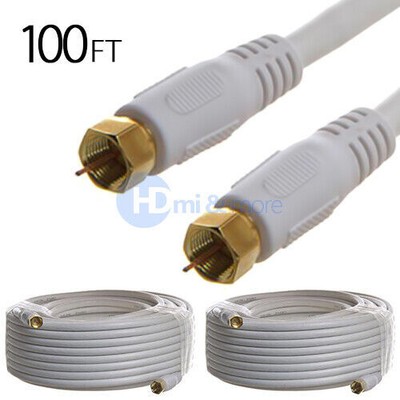 2x 100 FT RG 6 F Type Coaxial 18AWG 75Ohm RG 6 Cable 100 FT White | eBay