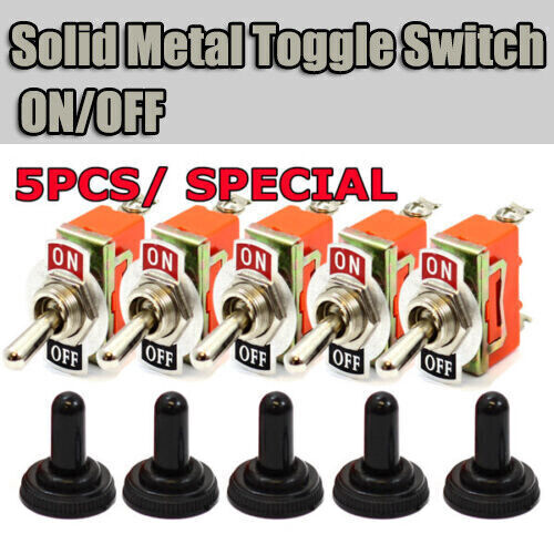 12V SPST Solid Metal Toggle Switch ON/OFF Single Pole Marine Boot Car ...