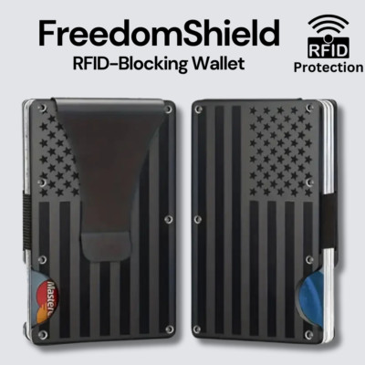 RFID Blocking Aluminum Wallet – Slim USA Flag Credit Card Holder -Holds ...