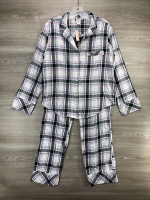 Victoria’s Secret Flannel Pajama Set Metallic Thread PJ’S Lounge ...