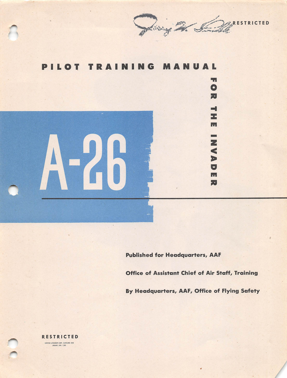 A-26 Invader Pilot Training Manual World War II book Flight Manual (CD ...