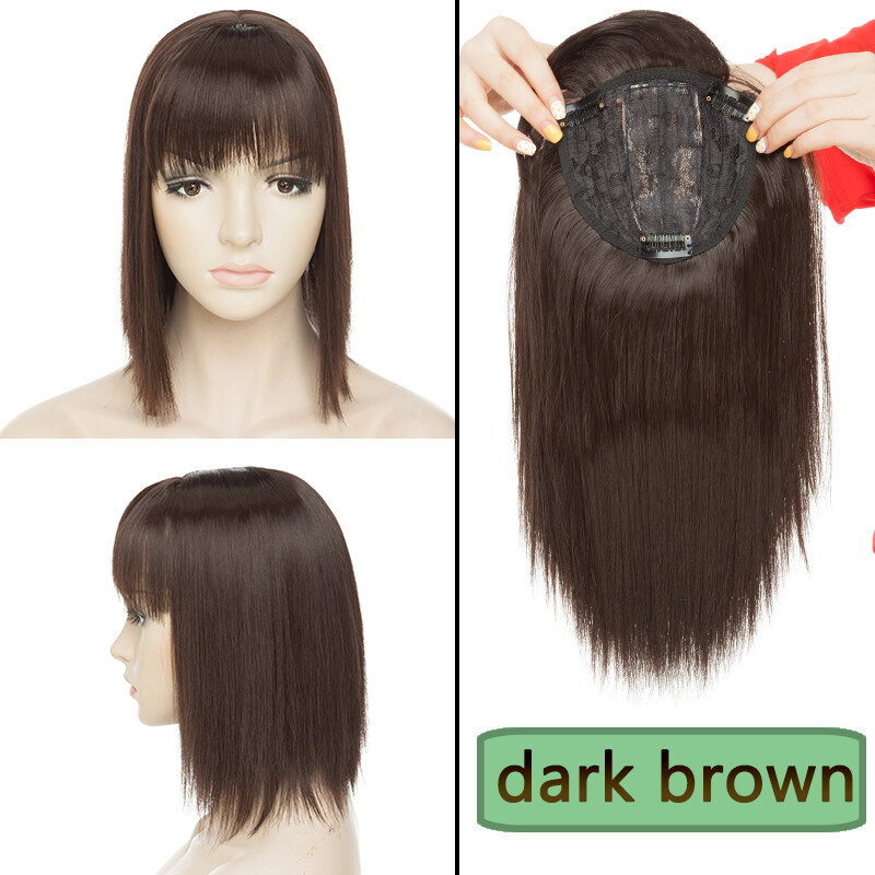 11/17" Clip In Natural Topper Hair Extension Full Head With Bang Fringe ...