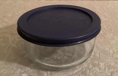 Pyrex 2-Cup Glass Storage Bowl w/Dark Blue Lid | eBay